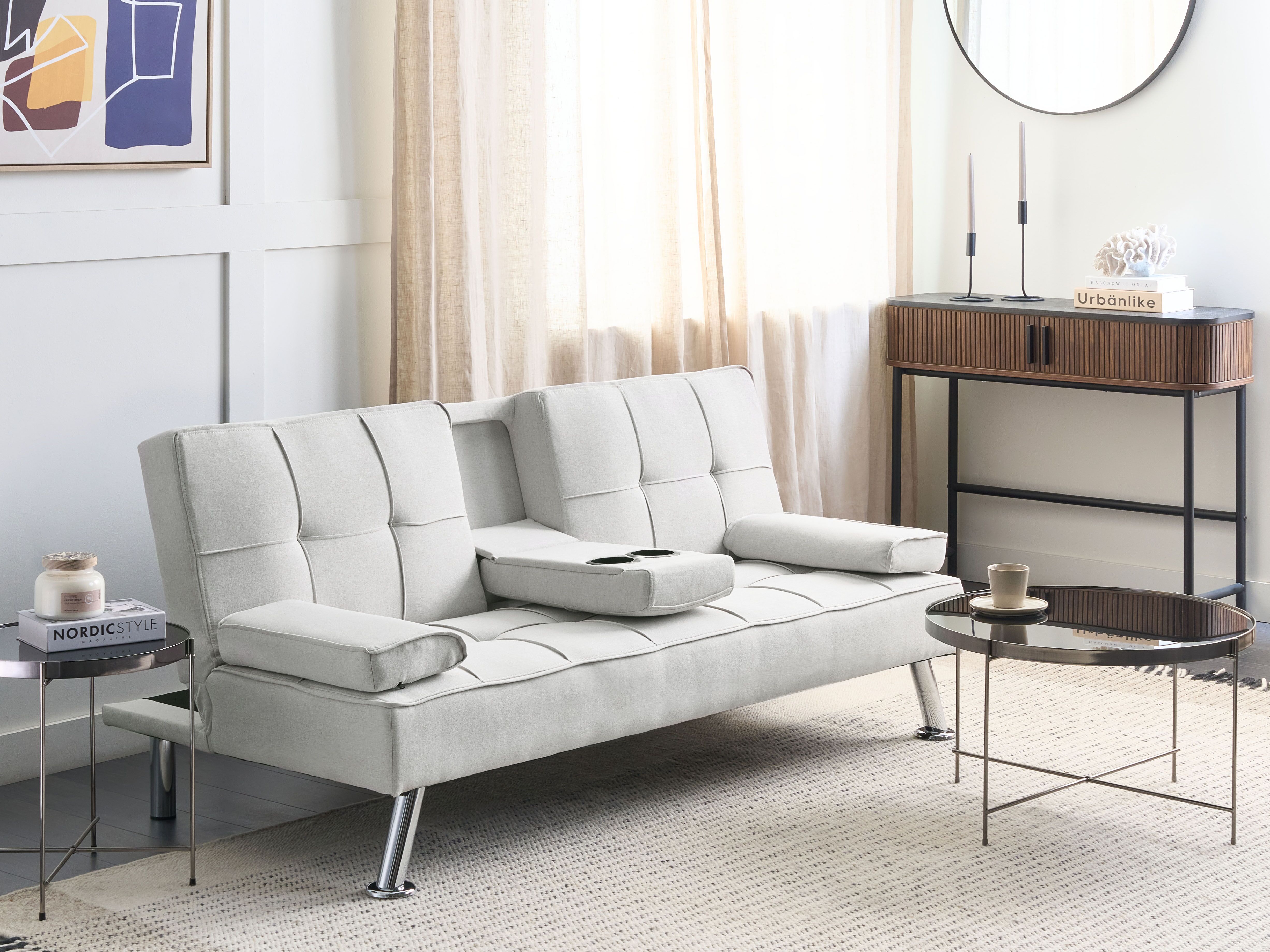 Sovesofa stof beige ROXEN | Beliani.dk