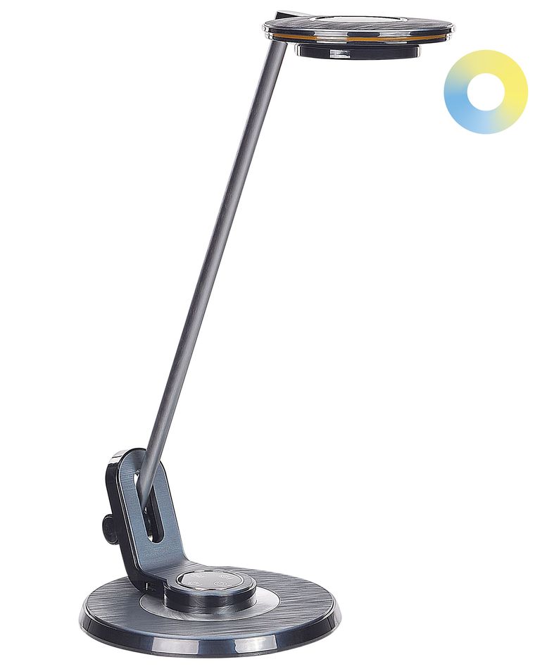 Metal LED bordlampe med USB-port sølv og sort CORVUS | Beliani.dk