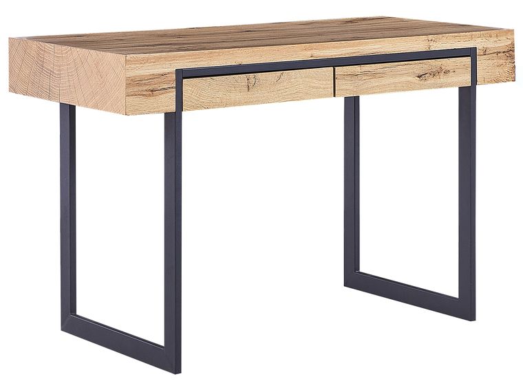 Skrivebord Med Skuffer Lyst Tr Sort 120 X 55 Cm VIDA Beliani dk skrivebord-med-skuffer-lyst-tr-sort-120-x-55-cm-vida-beliani-dk