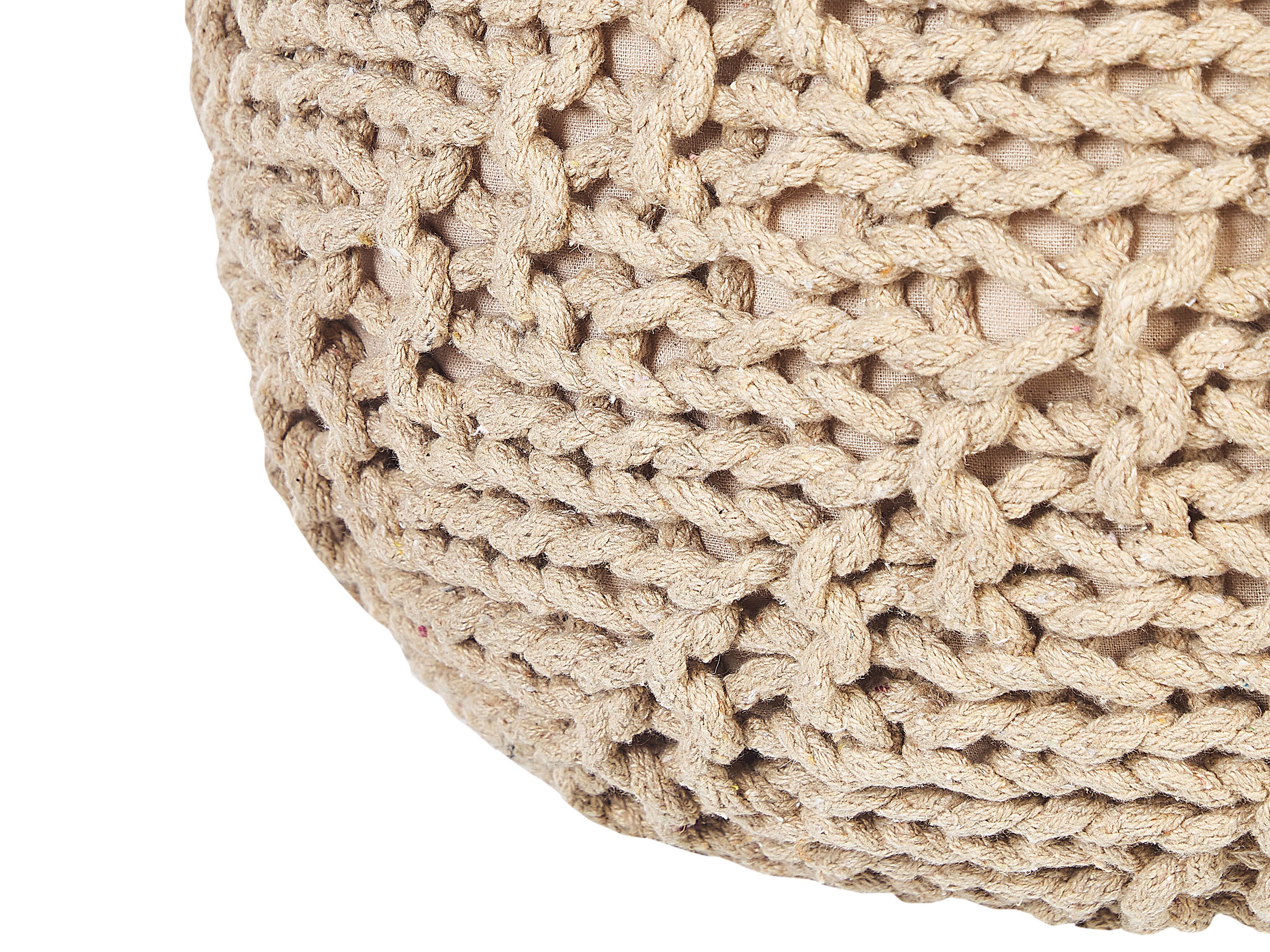 Bomuldsstrikket puf 50 x 35 cm Beige PRIENE | Beliani.dk
