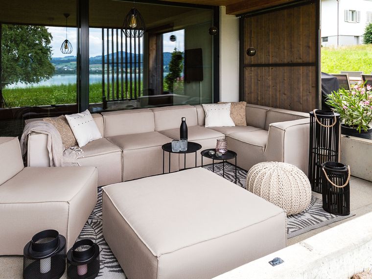 7 personers loungesæt beige venstrevendt AREZZO | Beliani.dk