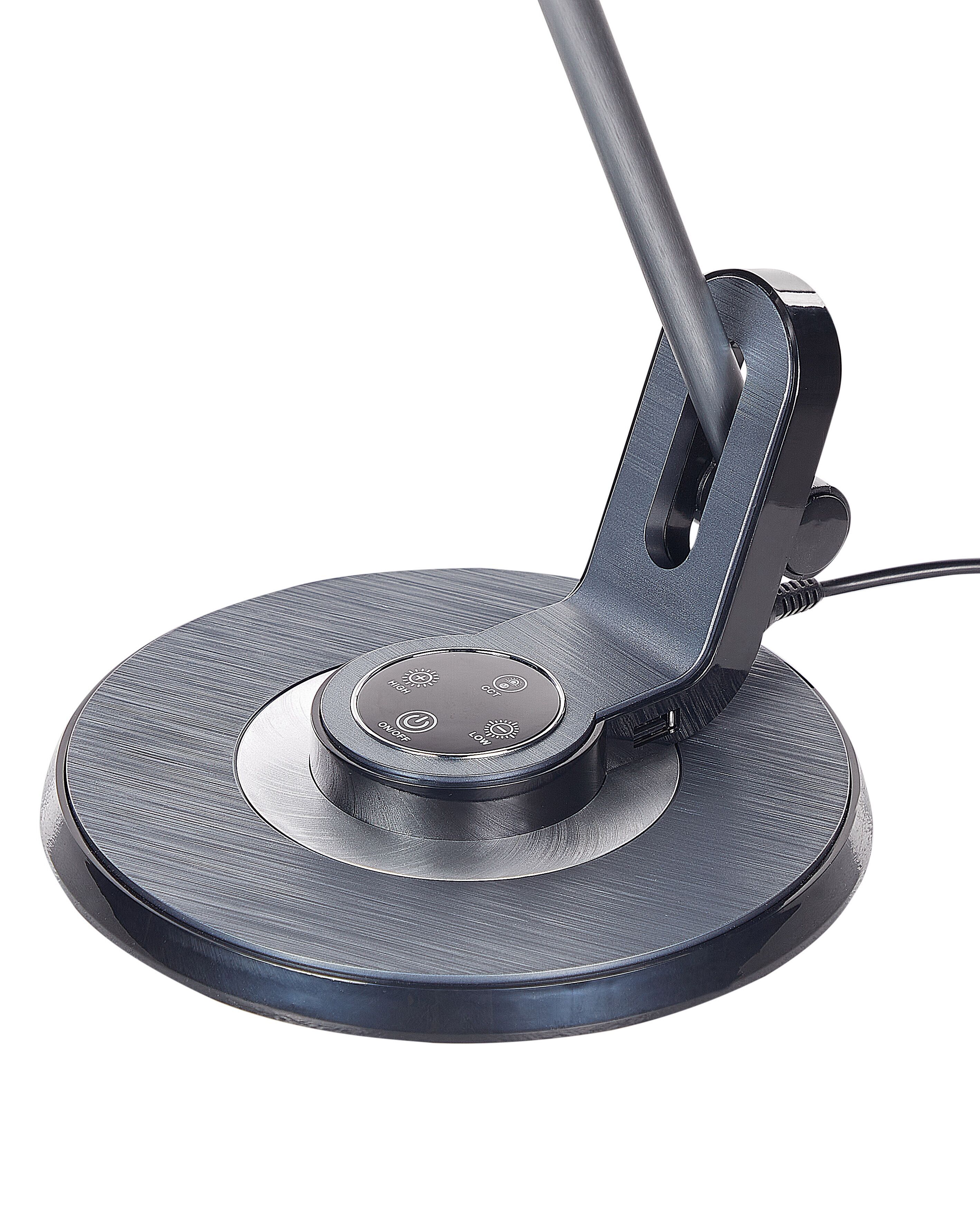 Metal LED bordlampe med USB-port sølv og sort CORVUS | Beliani.dk