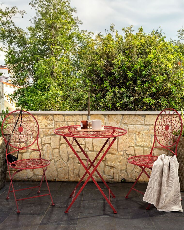 Sæt med 2 metal have stole rød SCARIO | Beliani.dk