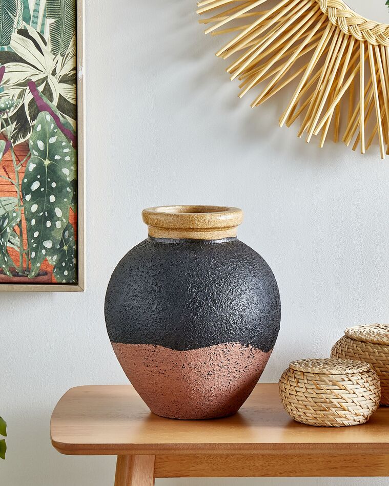 Terracotta dekorativ vase 31 cm sort og lyserød DAULIS | Beliani.dk